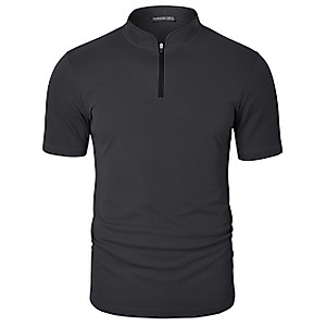 TAPULCO Mountain Bike Shirts for Men, Quick Dry Tech 1/4 Zip Pullover 2 Rear Pockets Moisture Wicking Breathable Sport Shirt Black Large