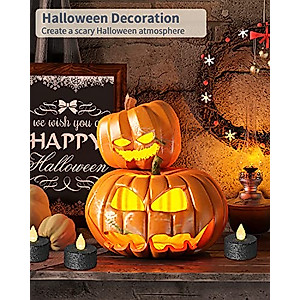 LOGUIDE Black Candles,Battery Operated LED Tea Lights for Black Party Decorations,Birthday,Wedding Centerpiece, Christmas Decorations Ornaments Pack of 24