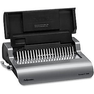 Fellowes 5216901 Quasar 500 Electric Comb Binding System, 16 7/8 x 15 3/8 x 5 1/8, Metallic Gray