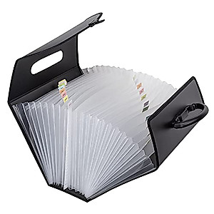 C-Line 21-Pocket Poly Expanding File with Handle, Includes Tabs, Locking Closure, Legal Size, Black (58320), Traditional