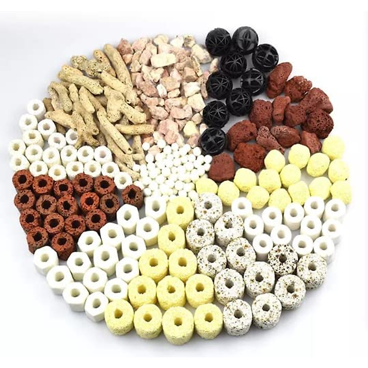 SimiAqua Biological Filter Media - Bio Balls Ceramic Rings Set with Mesh Bag for Aquarium Filter, Pond and Fish Tank (500g, 1.1lb)