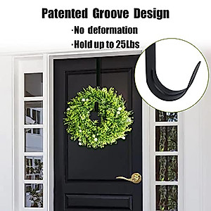 GameXcel 12" Wreath Hanger for Front Door - Large Wreath Metal Hook for Christmas Wreath Over The Door Single Hook, Black