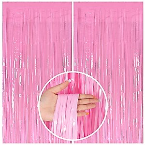 Pink Party Streamers Foil Fringe Backdrop Curtains Tinsel Streamers Birthday Party Decorations Fringe Backdrop for Birthday Party Graduation Bridal Shower