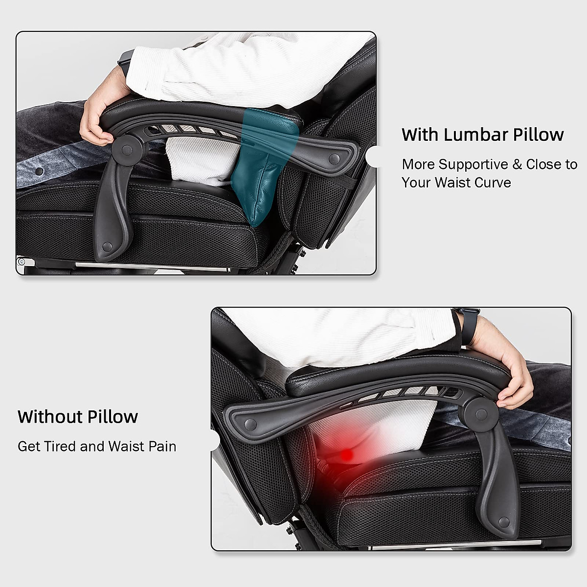 BOWTHY Reclining Office Chair with Footrest, Big and Tall Office Chair 400lbs Wide Seat, High Back Executive Office Chair for Heavy People, PU Leather Swivel Desk Chair (Black)