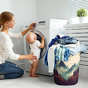 Laundry Hamper Landscape Mountain Freestanding Laundry Basket Thickened Waterproof Collapsible Clothes Hamper Storage for Clothes Toys Dorm And Family