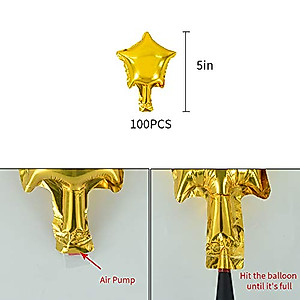 100 Pcs 5'' Gold star shaped Balloons Foil Balloons Mylar Balloons for Baby Shower, Gender Reveal, Wedding, birthday or Engagement Party Decoration (gold)