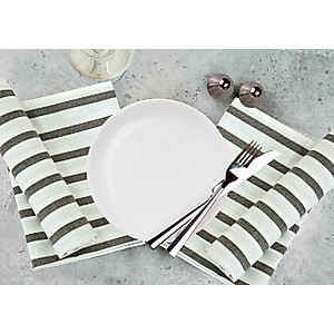 ROYALE Kitchen Towel 4 Pack - 100% Cotton Kitchen Dish Towel - Tea Towels - Reusable Cleaning Cloths - Highly Absorbent Bar Towel - Large Dish Towels - Wiping Cloth - (20x28 Inch, Wide Stripe)