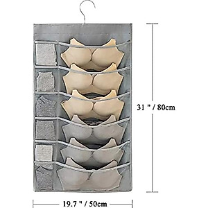 ZaYow 36 Pockets Closet Hanging Organizer with Mesh Pockets Double Sided Underwear Panty Socks Storage Bag with Hanger