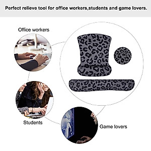 MOSISO Leopard Grain Wrist Rest Support for Mouse Pad&Keyboard Set&Laptop Shoulder Bag Compatible with MacBook Air 15/Pro 16/Pro 15,15-15.6 inch Notebook,Leopard Grain Briefcase Sleeve with Belt,Black