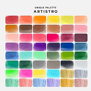 ARTISTRO Watercolor Paint Set, 48 Vivid Colors, Including Metallic and Fluorescent Colors. Perfect Travel Watercolor Set for Artists, Amateur Hobbyists and Painting Lovers