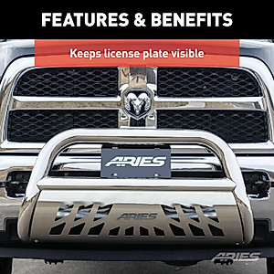 ARIES 35-0000 3-Inch Bull Bar License Plate Bracket