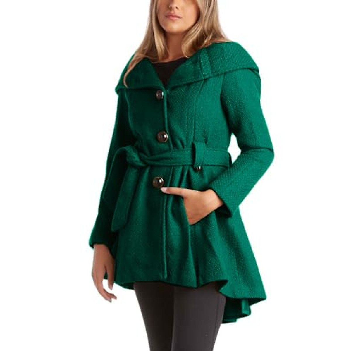 Steve Madden Women's Single Breasted Wool Coat, Green, Small