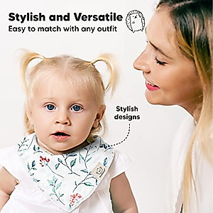 10-Pack Organic Baby Bandana Bibs - Organic Cotton Bandana Bibs for Boys, Girls - Super Absorbent Bandana Drool Bibs - Teething Bibs - Baby Bibs for Infant, Toddler (Tea Party)