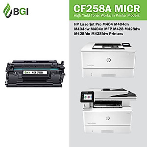 BGI Replacement for HP CF258A 58A MICR Toner Magnetic Ink Remanufactured Cartridge (with Re-Used Original Chip) M404 M428 M404n M404dn M404dw M428dw Printer Toners | 3,000 Page Yield