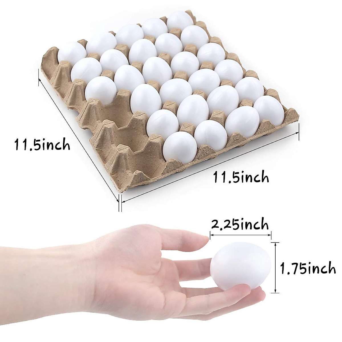 SallyFashion 30 PCS White Plastic Eggs Paintable Easter Eggs Fake Eggs for Crafts Easter Hunts Basket Fillers Easter Gift and Party Favor