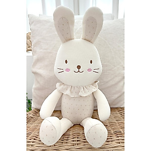 Super Soft Organic Cotton Baby First Friend, Attachment Doll for Baby, Pillow Buddy, Plush Animal Toys, Stuffed Animal Bunny, Chubby Cheeks Frill Bunny