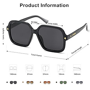 SOJOS Sunglasses for Women & Men, Square, Polarized Lens, Trendy, Oversized Shades SJ2298 (SJ2298, Black Gold,Grey)