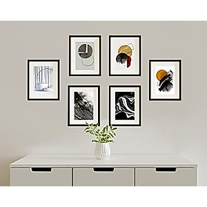 PEALSN 8x10 Picture Frame Set of 2, Made of High Definition Real Glass, Display 5x7 with Mat or 8x10 Without Mat, Photo Frames for Wall Mounting or Table Top Display, Black