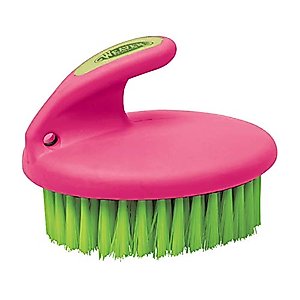 Weaver Leather Palm-Held Face Brush, Pink/Lime Green