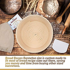 9 Inch Bread Banneton Proofing Basket - Baking Bowl Dough Gifts for Bakers Proving Baskets for Sourdough Bread Scraper Tool Starter Proofing