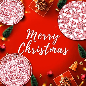 Sonemone 6 Inch Appetizer Plates Set of 6, Christmas Red Floral Ceramic Dessert Plates for Cake, Pie, Snacks, Ice Cream, Microwave & Dishwasher Safe