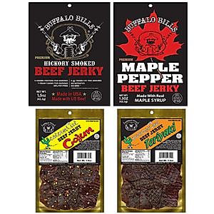 Buffalo Bills 12-Piece Beef Jerky Sampler Patriotic 6-Pack Gift Cooler (12 mixed 1.5oz jerky packs)
