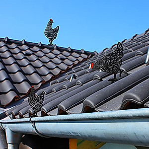 Jetec 3 Pieces Chicken Yard Garden Decoration Chicken Yard Decor Garden Acrylic Statue Decor Hollow Out Animal Shape Decor Garden Statue Sculpture for Home Backyard Lawn (Corrugated Edge)