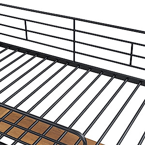 Twin Size Metal Loft Bed with L-Shaped Desk,Heavy Duty Metal Loft Bed with 3 Tier Shelves for Kids Teens Adults,High Loft Bed Frame, Space Saving(Twin,Black)