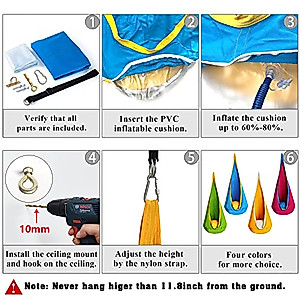 C-CHAIN Swing Pod Chair for Kids, Cotton Hammock Chair with Durable Air Cushion, Child Swing Seat Nest with Adjustable Rope, All Accessories Included (Blue)