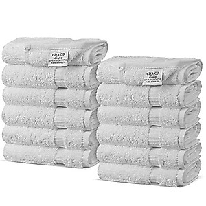 Chakir Turkish Linens 100% Cotton Premium Turkish Washcloths | 13'' x 13'' (Washcloth-12 Piece - White)