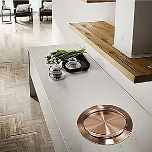 Stainless Steel Garbage Lid Round Trash Bin Built-in Balance Flap Recessed Counter Top Cover Auto Flap Trash Grommet Flexible Swing Trash Can Lid Accessory for Home Kitchen Garbage Use (Green Bronze)