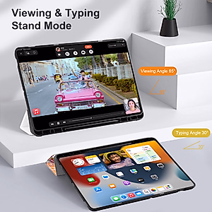 DONGKE Case for Samsung Galaxy Tab S8 Plus 2022 / S7 FE 2021 / S7 Plus 2020 12.4 Inch with S Pen Holder [SM-X800/X806/X808], Ultra Thin Lightweight Trifold Stand + Auto Wake/Sleep, Floral