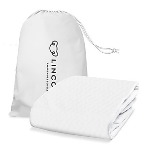 Lincove Quilted Fitted Mattress Protector, Queen – Elastic Mattress Protector – Bed Topper Covers Up to 16 Inches Deep, 100% Cotton, Breathable Braided Texture, Machine Washable & Dryer Safe