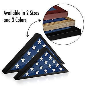 Americanflat Large Flag Display Case for Burial Flag - Fits Folded 5 x 9.5' Flag - Military Flag Case - Silhouette Collection - Flag Box Display Case for Wall or Tabletop - Black