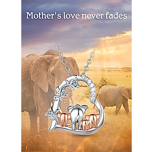 CELESTIA Sterling Silver Elephant Necklace for Women Mother and Daughter Elephant Pendant Jewelry Elephant Gifts for Women Bonus Mom Grandma Wife Aunt