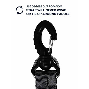 Rogue Endeavor 3-Point Stretch Paddle Leash for SUP (Stand Up Paddle Board), Kayak & Canoe. Center-Pivot for Easy Transition. Soft Nylon, Easy Stretch, 360 Swivels (Black)