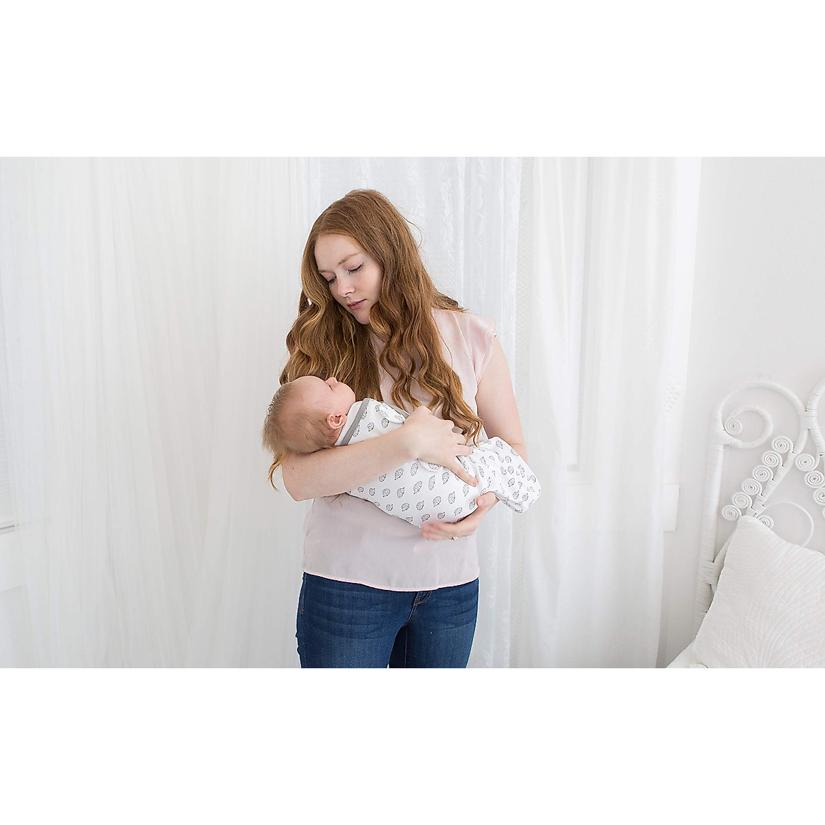 SwaddleDesigns Swaddle Blanket with Adjustable Wrap, Set of 3, Tiny Hedgehog, Black