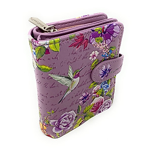 Shag Wear Vintage Hummingbird Wallet for Women and Teen Girls Vegan Faux Leather Small Light Purple 4.5"