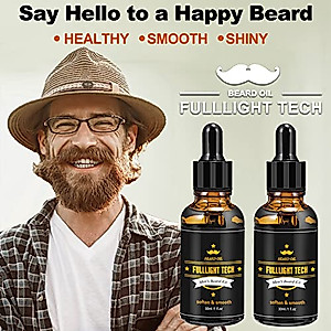 2 Pack Beard Oil for Men Growth 100% Natural Argan Oil,Jojoba Oil Leave in Conditioner Softener for Mustache Grooming Moisturizing