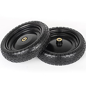 GICOOL 13-Inch Gorilla Cart Tire, Flat-free Solid Tire and Wheel Replacement, with 5/8" Axle Bore Hole, 2.2" Offset Hub for Wheelbarrow Garden Wagon Trolley Dolly Lawn Mover Go Kart