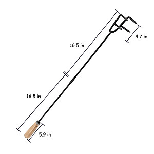 HOSKO Steel Fire Pit Poker Stick -33 Inch Long Fireplace Tool with Wood Handle - Suit for Outdoor Camping Fireplace Tool Stoke Campfire Fireplace Indoor or Outdoor Use