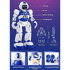 EduCuties Robot Toys for Kids,Programmable Remote Control Smart Walking Dancing Robot Toy Gift with Gesture & Sensing for Age 4 5 6 7 8 9 10 Year Old Boys for Birthday Gift Present
