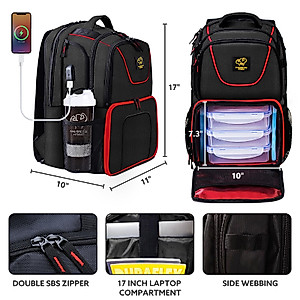 519 Fitness Meal Prep Backpack,Insulated Cooler Lunch Backpack with Computer Compartment,Hiking Picnic Cooler Rucksack For Men and Women,3 Meal Containers,2 Ice Packs and Protein Shaker(black)