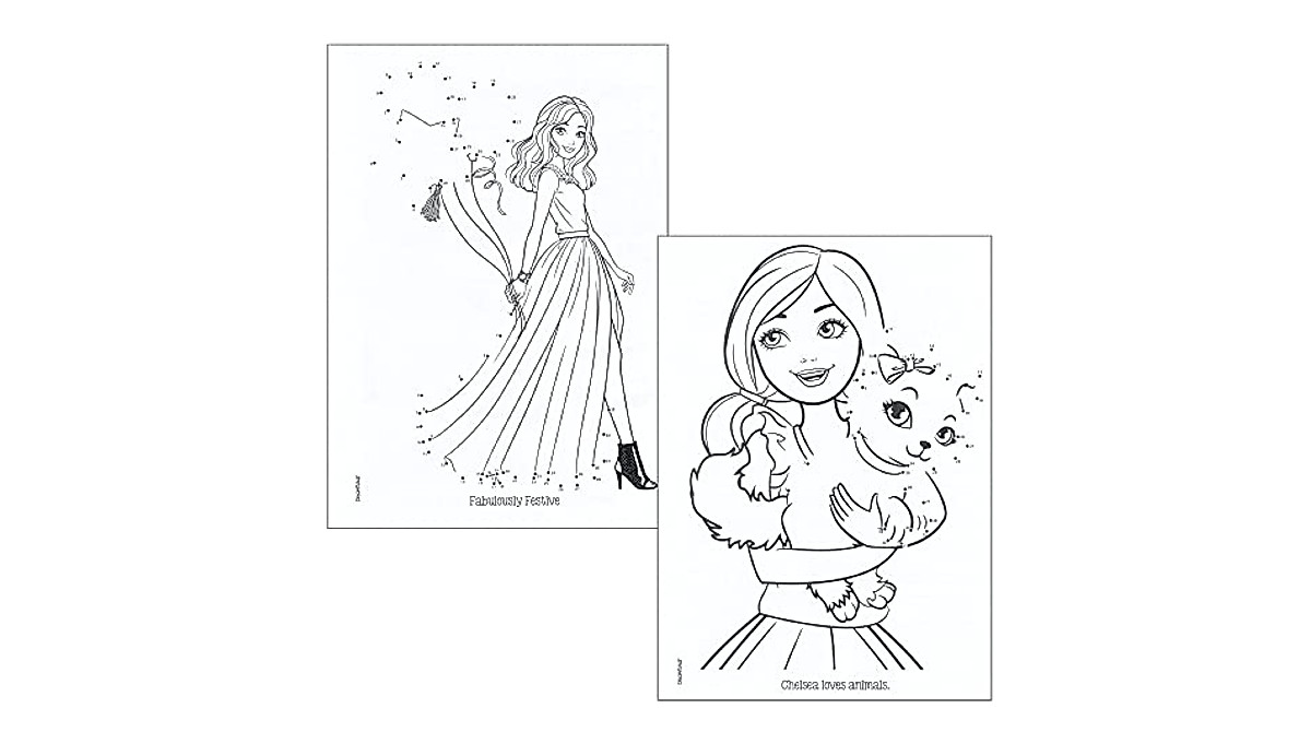 Barbie Dot-to-Dot & Coloring Book Set for Kids