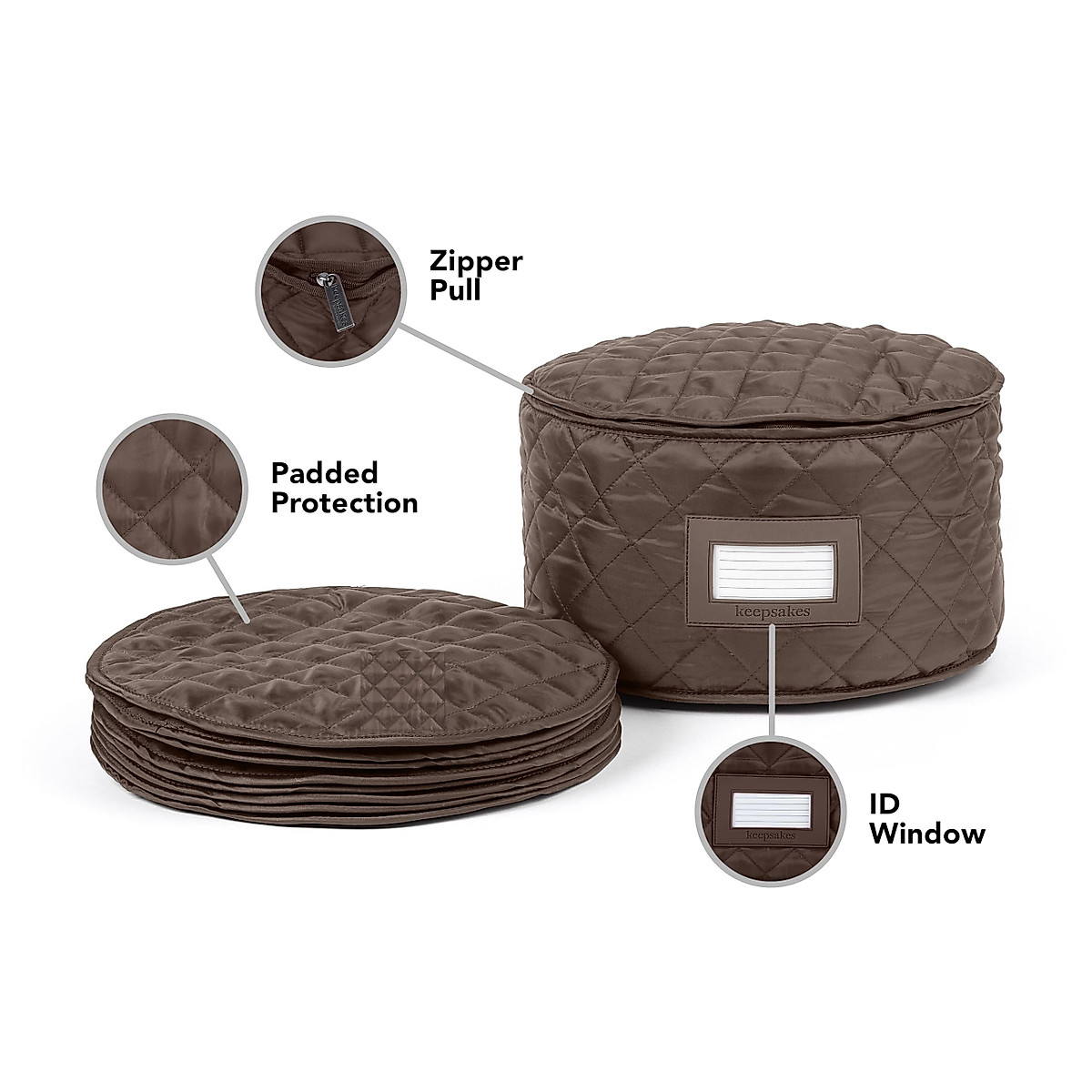 Covermates Keepsakes - Dish Storage - Padded Protection - ID Window - Stain Resistant - Machine Washable - China Storage, Bronze