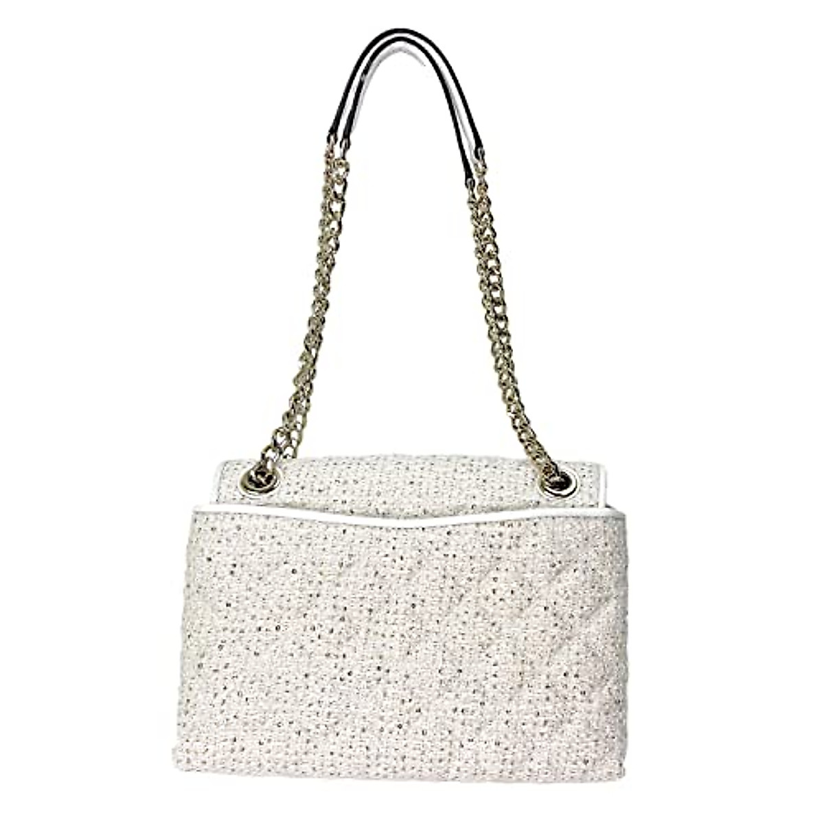 Kate Spade Natalia Sequin Tweed Fabric Medium Flap Crossbody (White multi)