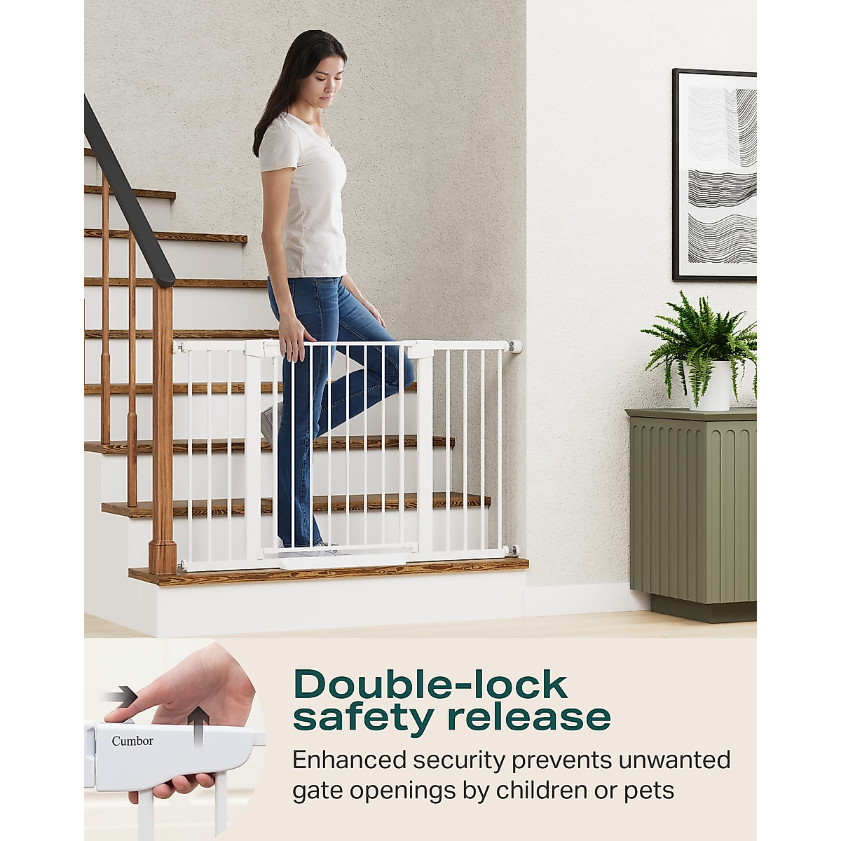 Cumbor 36" Extra Tall, 29.7"- 40.6" Width Baby Gate & Cumbor 30.5" Tall, 29.5"-51.6" Width Dog Gate for House, Stairs, Doorways