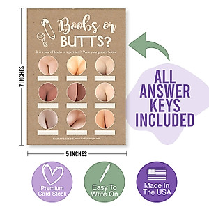 Hadley Designs Rustic Baby Shower Games Gender Neutral - 2 Games Double Sided, 25 Love Or Labor Baby Shower Game, 25 Boobs Or Baby Butts Game, Gender Reveal Games for Guests, Baby Shower Games Funny