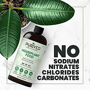 Purived Liquid Fertilizer for Indoor Plants | 20oz Concentrate | Makes 50 Gallons | All-Purpose Liquid Plant Food for Potted Houseplants | All-Natural | Groundwater Safe | Easy to Use | Made in USA