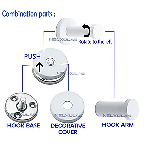 NELXULAS Classic White Stainless Steel Single Super Heavy Duty Wall Mount Hook, Coat Hanger, Bath Towel Hooks (2", 4 PCS)